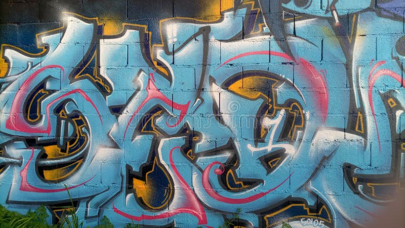 Abstract Graffiti in Shades of Blue Editorial Stock Image - Image of ...