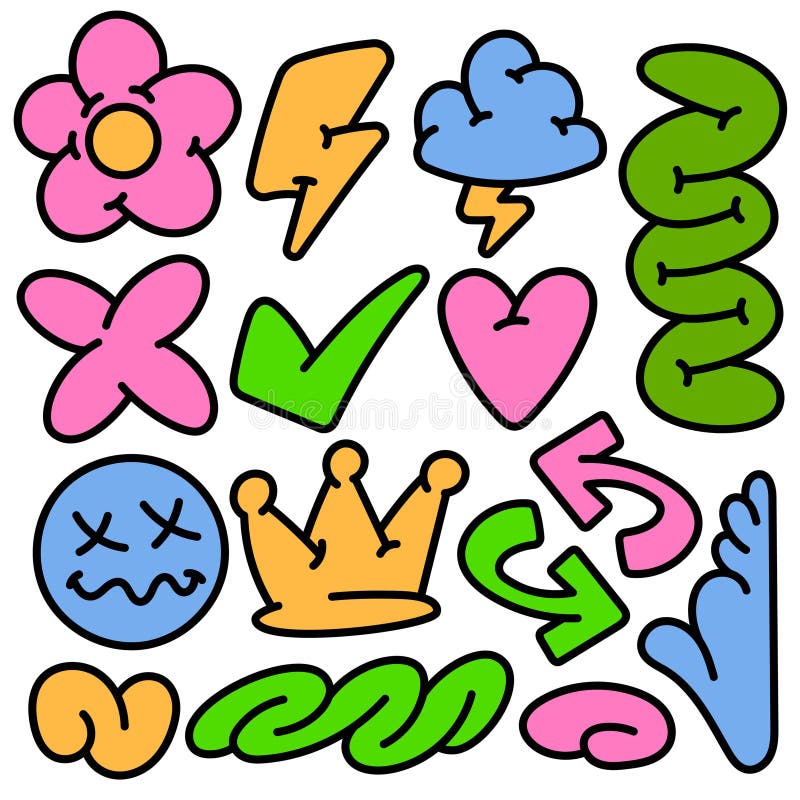 Abstract Graffiti Shape Element Line Color Stock Vector - Illustration ...