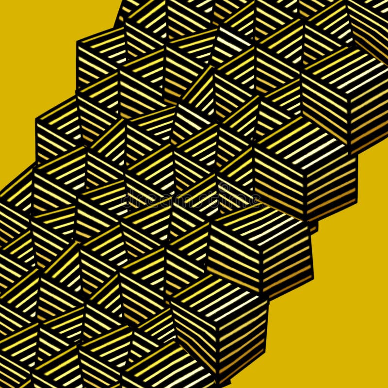 Abstract Graffiti Soft Spray Orange Yellow Cubic Shape on Yellow Stock ...