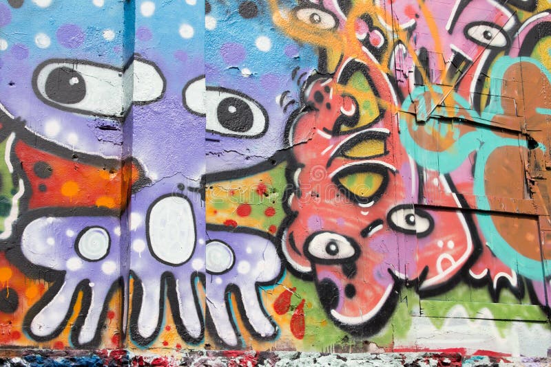 Abstract Graffiti by an Unidentified Artist on Wall. Editorial ...