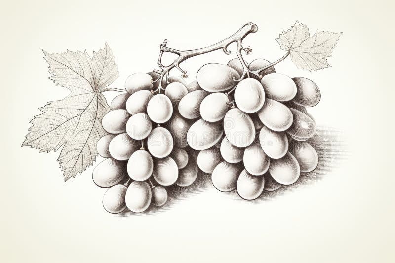 Abstract Grape Bunch with Grunge Texture and Vintage Photocopy Effect ...