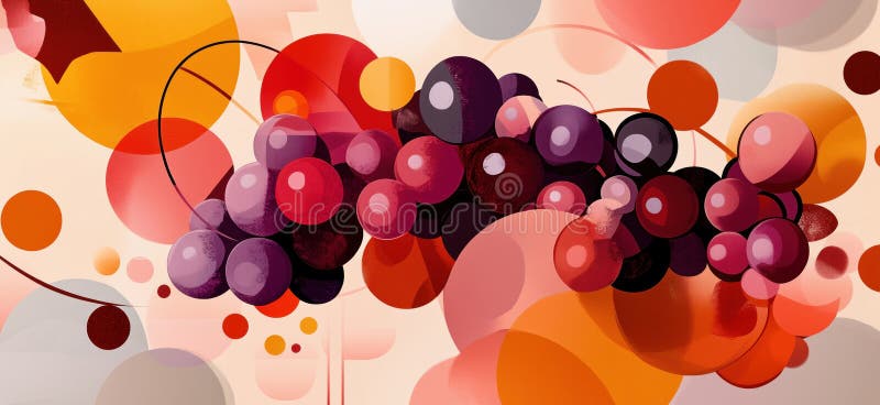 Abstract Grape Cluster Illustration with Vibrant Colors and Geometric ...
