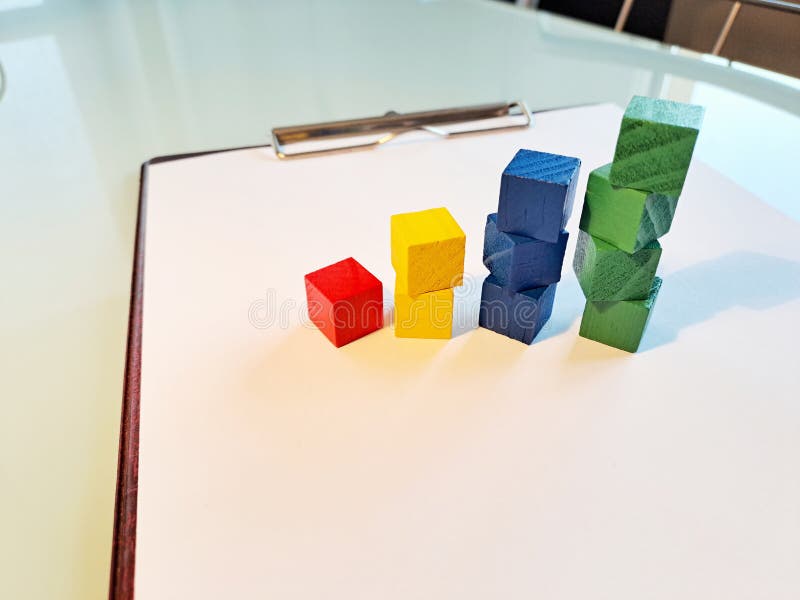 Abstract Graph with Cubes and Clipboard Stock Image - Image of close ...