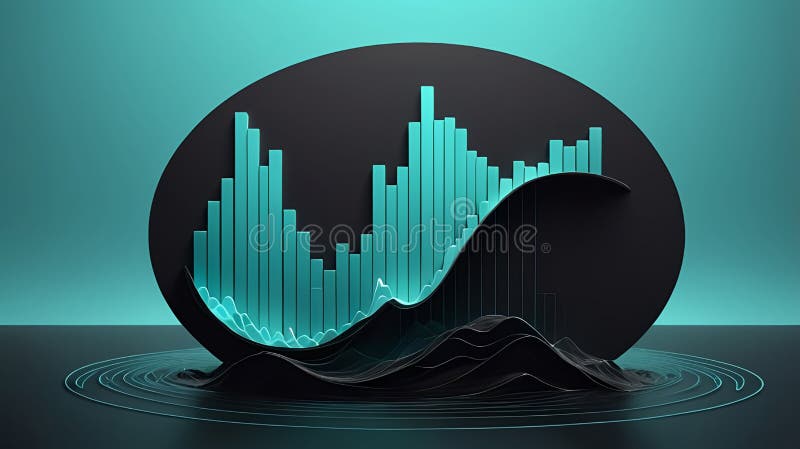 Abstract Graph Teal Bars in Black Oval Stock Illustration ...