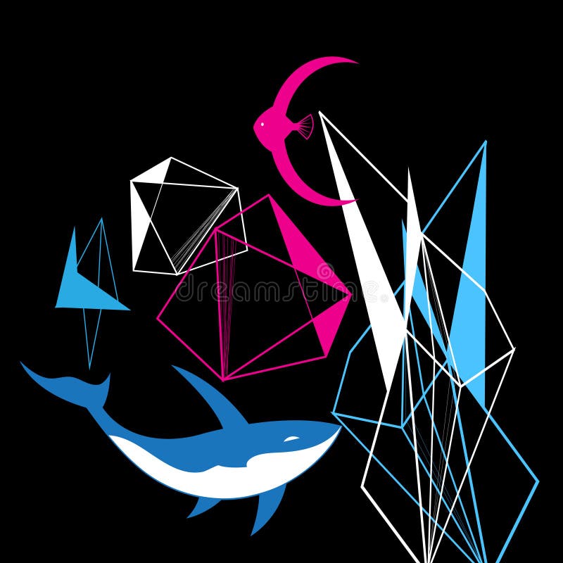 Abstract Graphic Background from Geometric Shapes and Fish Stock Vector ...