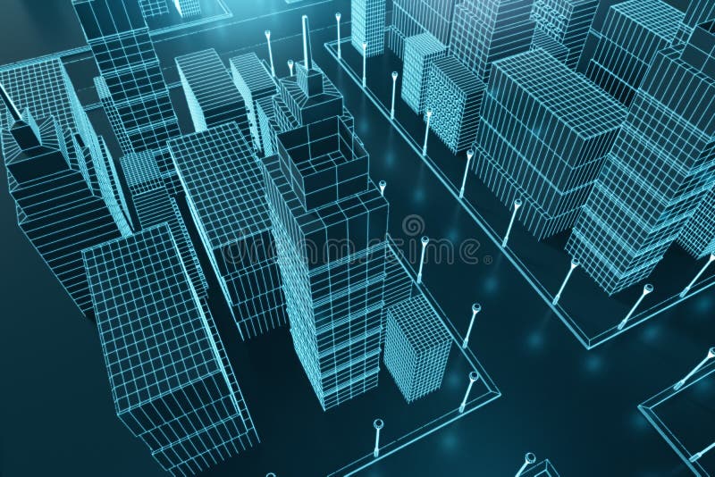 Abstract Graphic Blue City Background. Building and Downtown Concept ...