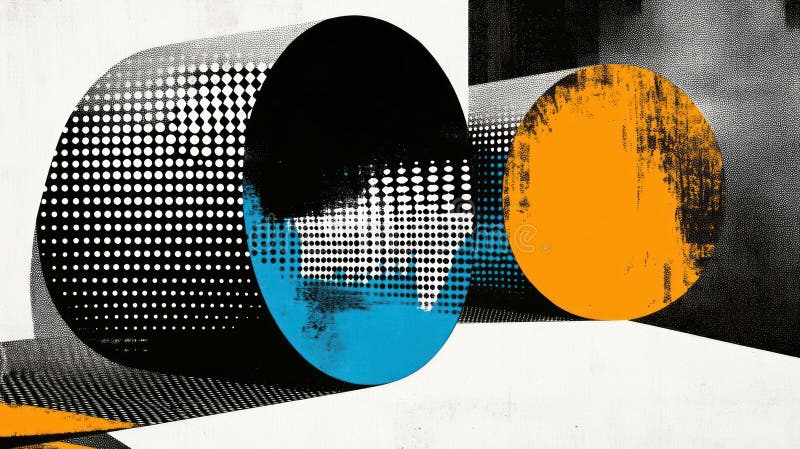 Abstract Graphic Design Featuring Cylindrical Shapes and Vibrant Colors ...