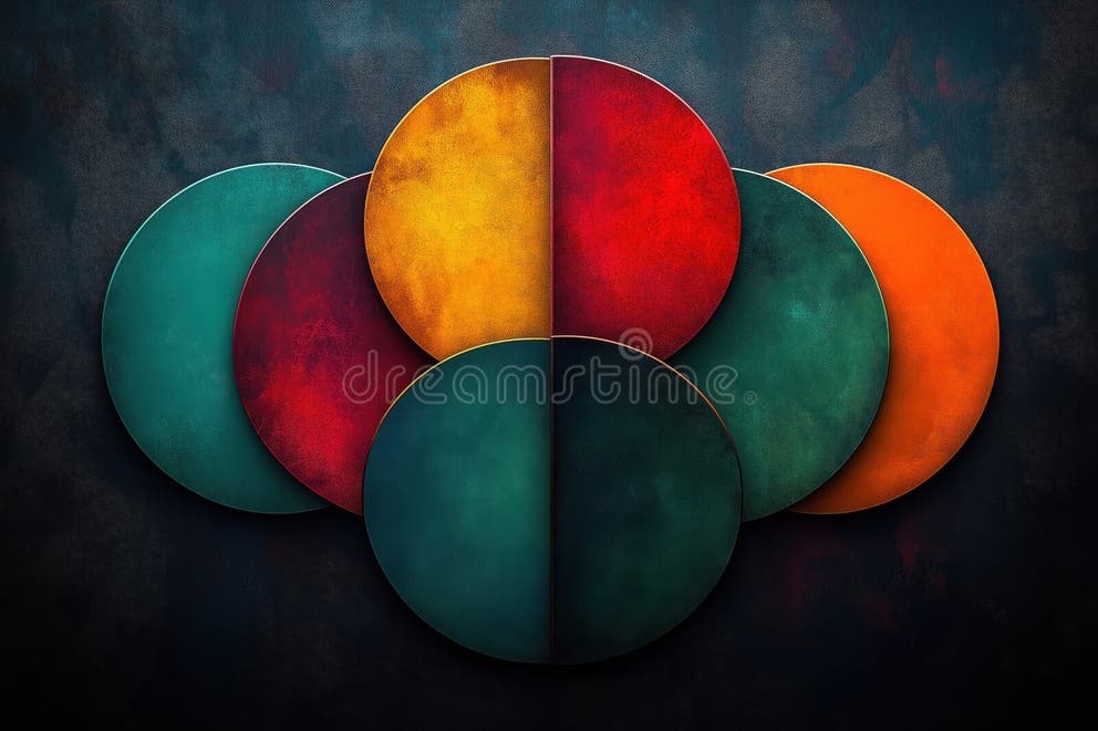 Abstract Graphic Design with Layered Circular Shapes. Multicolored ...