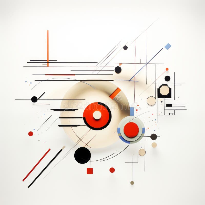 Abstract Graphic Design Suprematism Influence with Circles and Lines ...