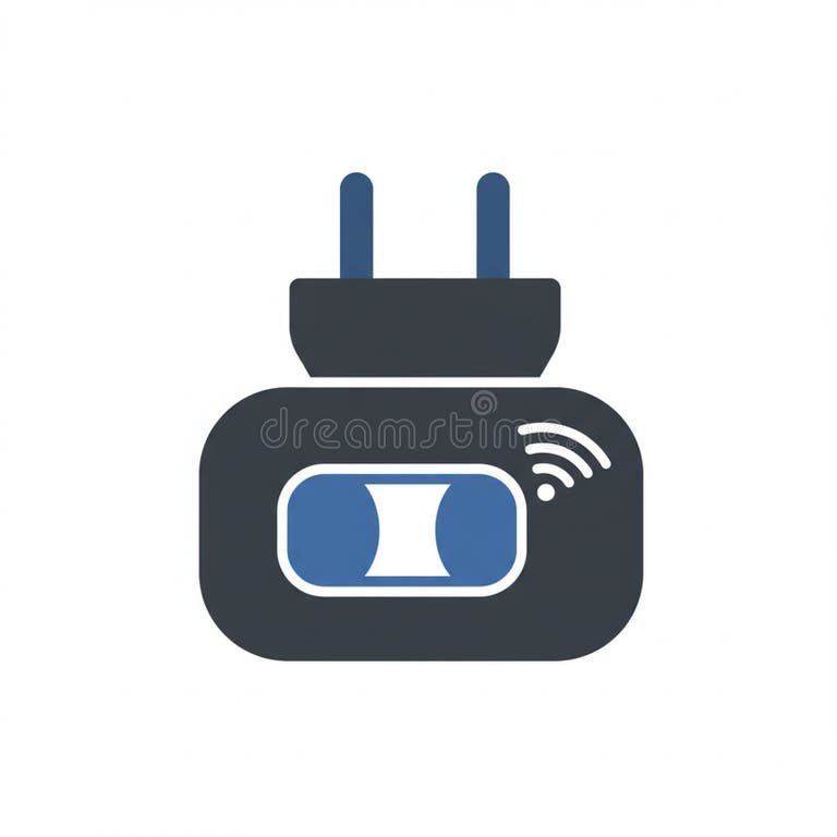 Abstract Graphic of a Digital Plug or Smart Plug, Featuring a Black and ...