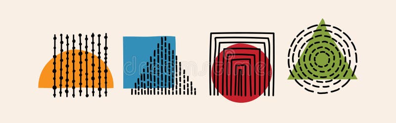 Abstract Graphic Elements in Minimal Trendy Style. Hand Drawn Doodle ...