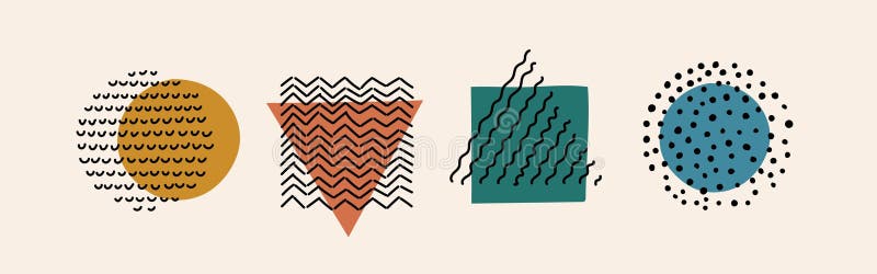 Abstract Graphic Elements in Minimal Trendy Style. Hand Drawn Doodle ...