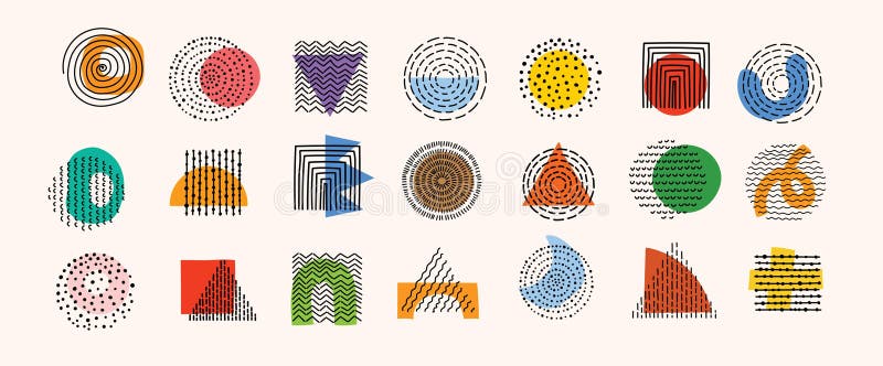 Abstract Graphic Elements in Minimal Trendy Style. Hand Drawn Doodle ...