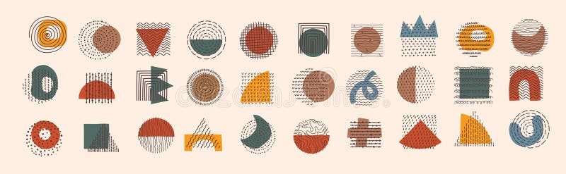 Abstract Graphic Elements in Minimal Trendy Style. Hand Drawn Doodle ...