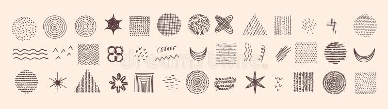 Abstract Graphic Elements in Minimal Trendy Style. Hand Drawn Doodle ...