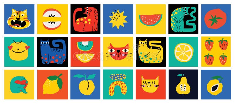 Abstract Graphic Elements Set in Minimal Trendy Style. Hand Drawn ...