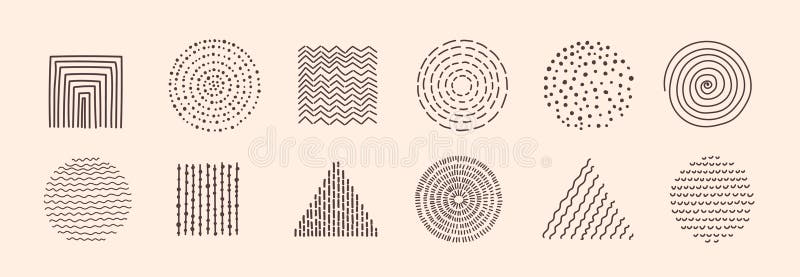 Abstract Graphic Elements Set in Minimal Trendy Style. Hand Drawn ...