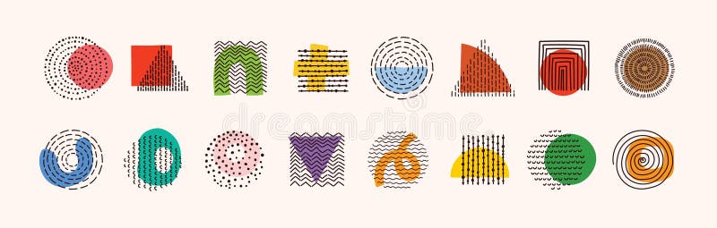 Abstract Graphic Elements Set in Minimal Trendy Style. Hand Drawn ...