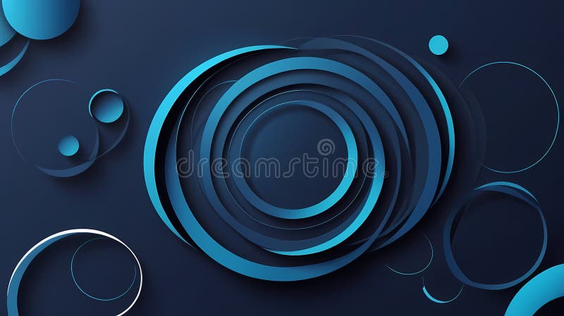 Abstract Blue Rings and Circles on Dark Background Modern Graphic ...