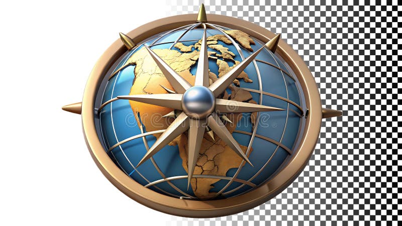 Abstract Globe with Compass Rose, Global Navigation Travel Graphic Png ...
