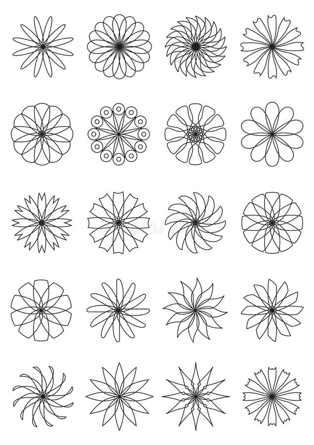 Abstract Graphic Flower Icons Set Stock Vector - Illustration of floral ...
