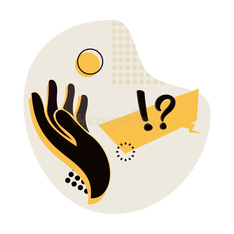 Abstract Graphic with Hand Gestures with Exclamation Mark and Question ...