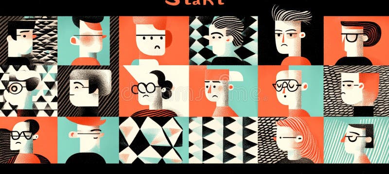 Abstract Graphic Illustration of Multiple Small Groups of Runners ...