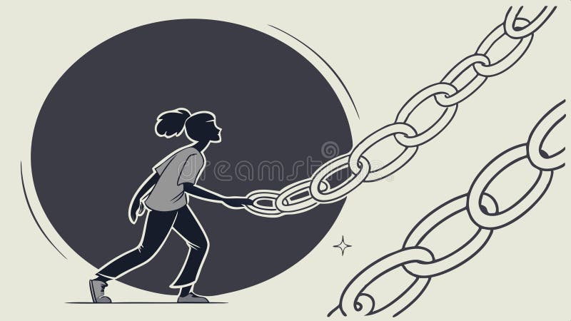 Abstract Graphic of a Person Pulling a Heavy Chain Element Symbolizing ...