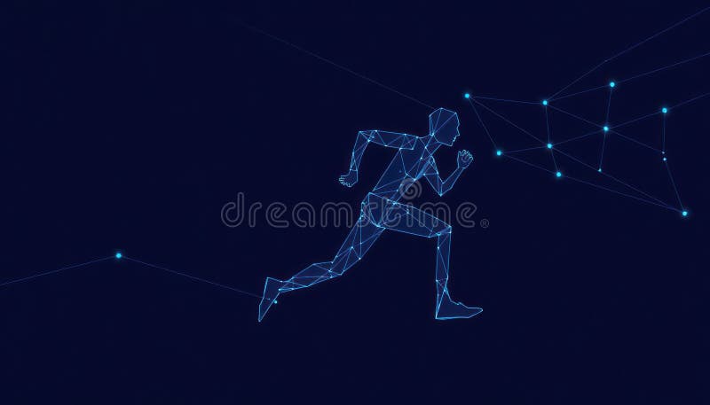 Abstract Graphic of Runner in Motion. Futuristic Design with Geometric ...