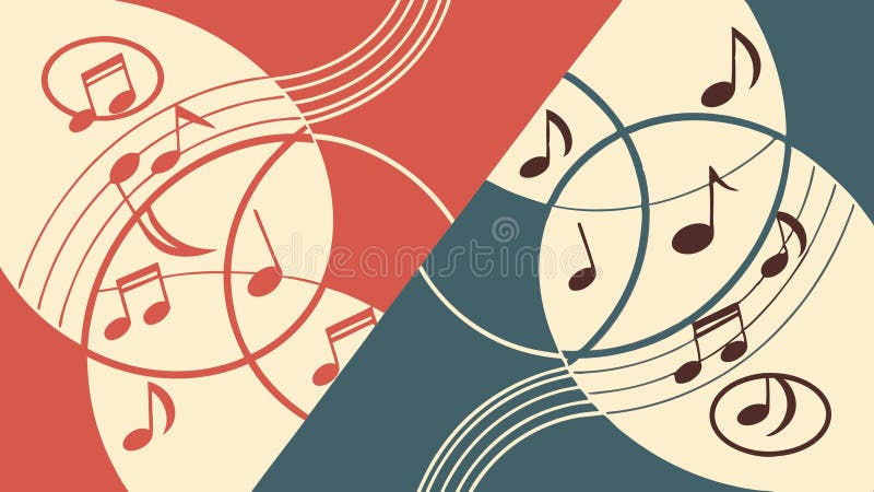 Abstract Graphic with Swirling Musical Notes and Geometric Shapes ...