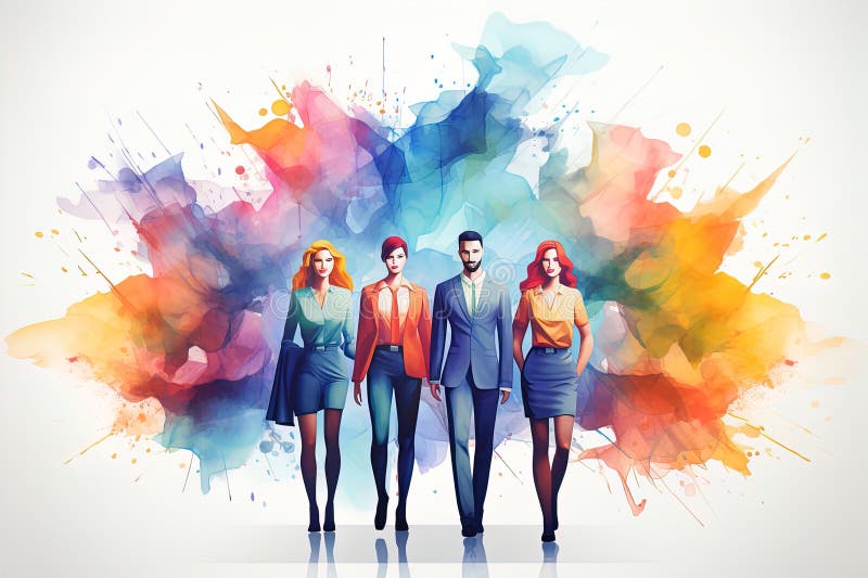 Abstract Graphic of Team Collaboration Business. Generative AI Stock ...