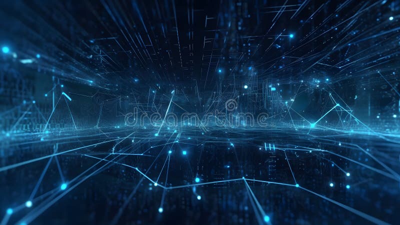 Abstract Graphical Digital Data on Dark Background, Neural Network ...