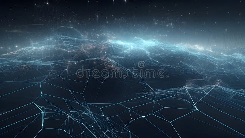 Abstract Graphical Digital Data on Dark Background, Neural Network ...