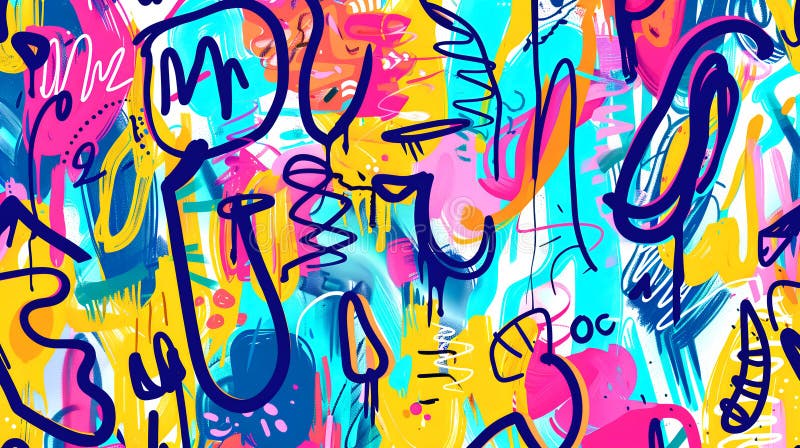 Abstract Graphity Bright Colors Stock Image - Image of grunge, drawing ...
