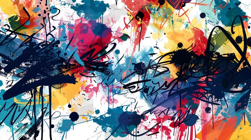 Abstract Graphity Bright Colors Stock Image - Image of wall ...