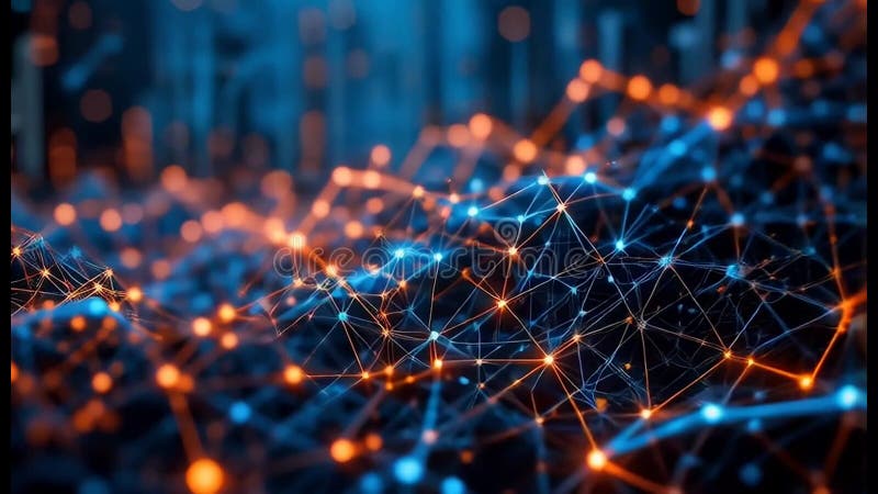 Abstract Graphs and Blockchain Patterns Glowing Against a Dark High ...