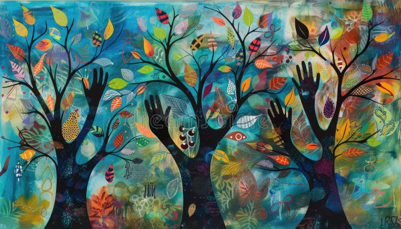Abstract Gratitude: Trees of Appreciation Stock Illustration ...