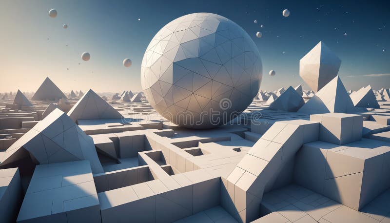 Abstract Gravitation Blocks, Surreal Levitating Structures Stock Illustration - Illustration of ...