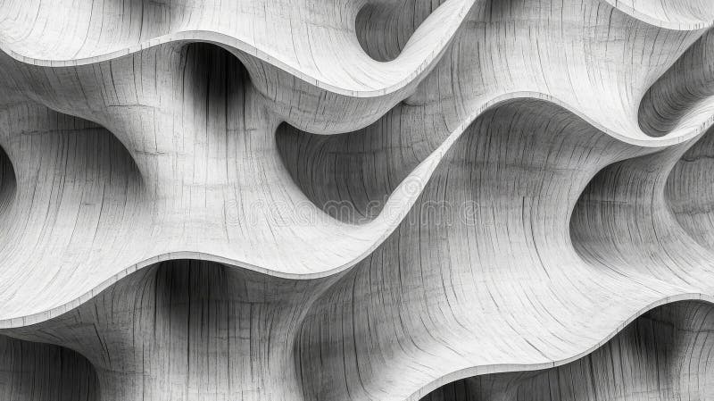 Abstract Gray Architectural Structure with Wavy Surfaces Stock ...