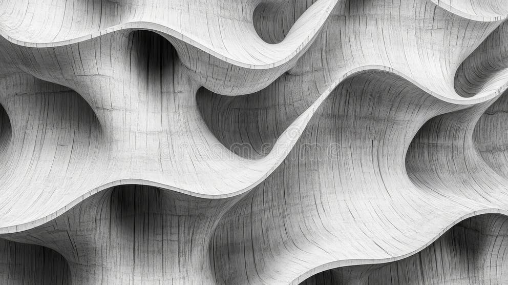 Abstract Gray Architectural Structure with Wavy Surfaces Stock ...