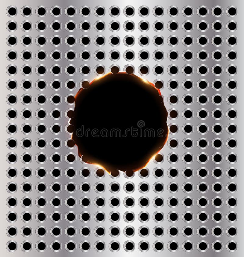 Abstract Gray Background Metal Cells with Black Hole Stock Vector ...