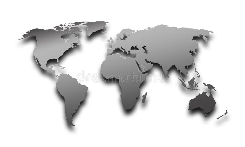 Abstract Gray Blank World Map. Stock Illustration - Illustration of ...