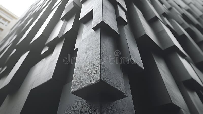 Abstract Gray Cubical Architectural Facade Design Stock Illustration ...