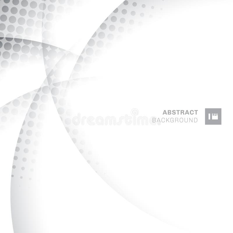 Abstract Gray Curve Circle Overlay with Halftone Style on White ...