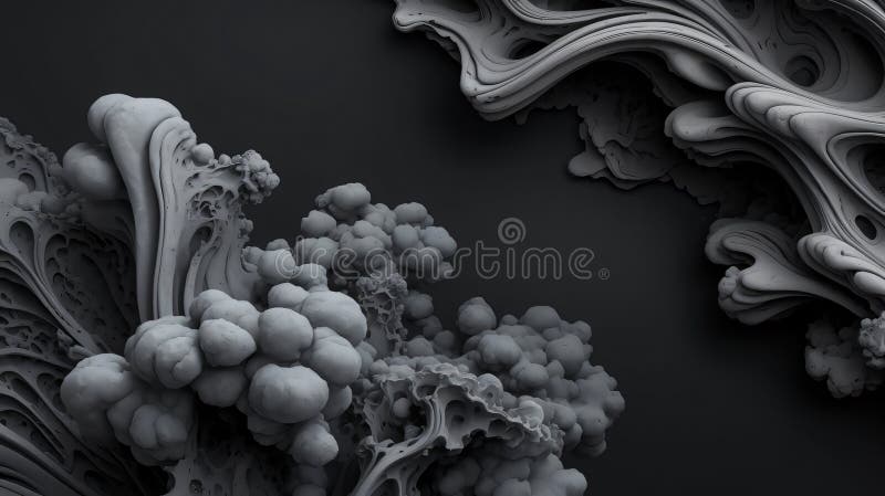 Abstract Gray 3D Render, Organic Forms and Fluid Good Resolution Stock ...