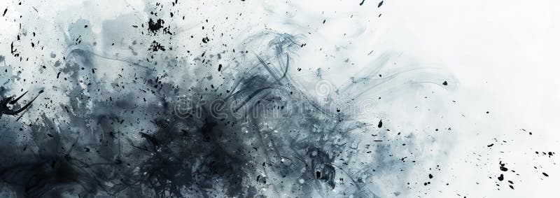 Abstract Gray Explosion with Splatter on White Background. Modern ...