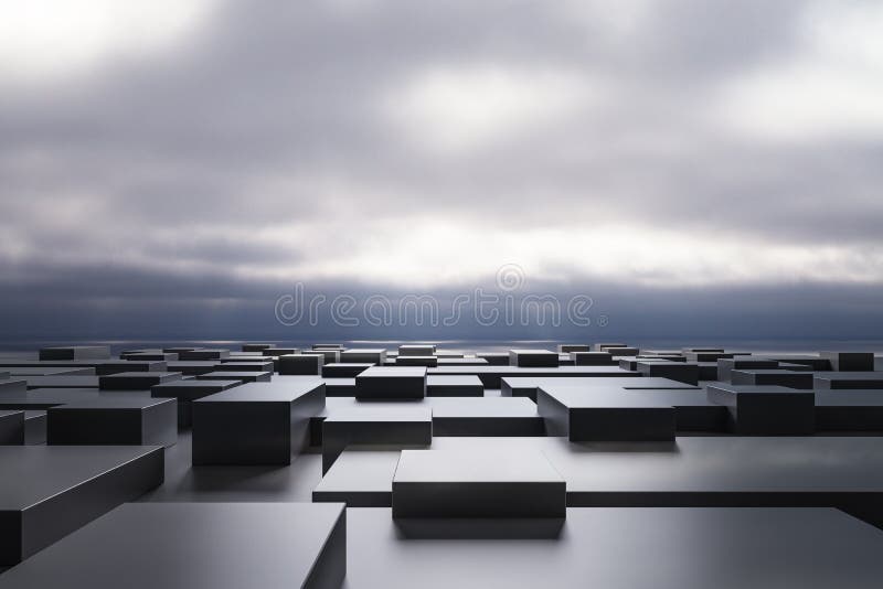 Abstract Gray Geometric Maze Background with Mock Up Place in Sky ...