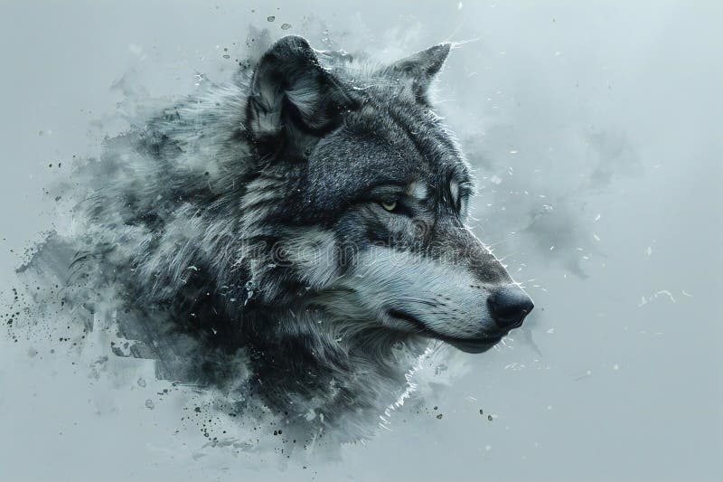 An Abstract Gray Head of a Black Wolf, High Quality, High Resolution ...