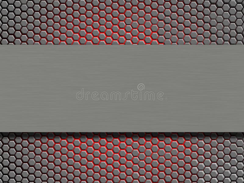 Abstract Gray Honeycomb Pattern on Red Neon Background with Space for ...