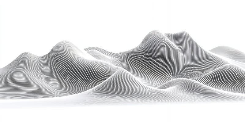 Abstract Gray Line Art Mountain Landscape 3D Render Stock Illustration ...